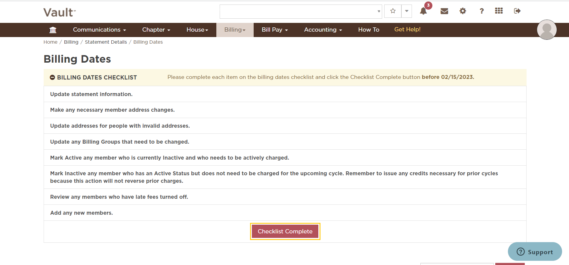 How to Complete the Billing Cycle Checklist – Vault