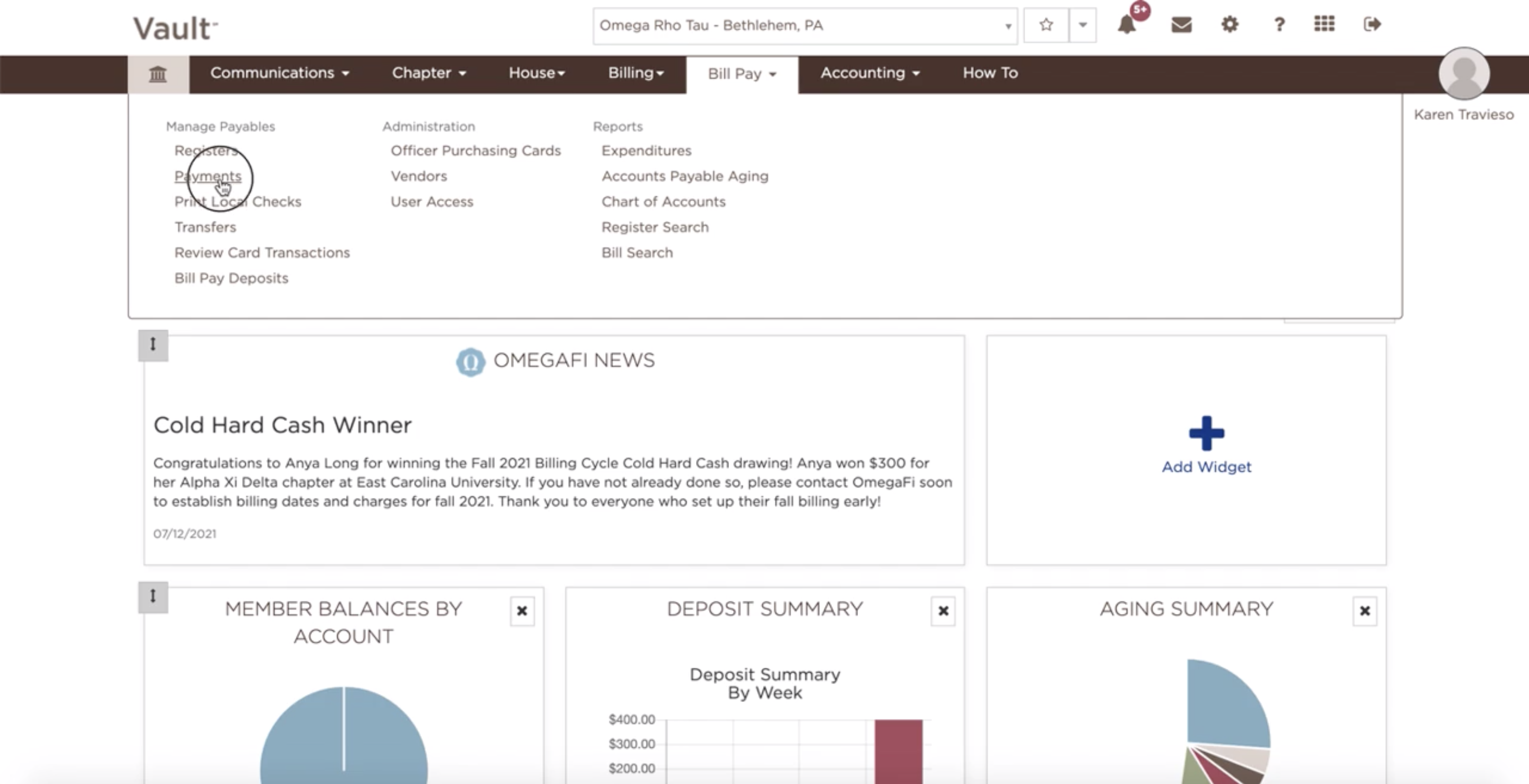 How do I view/add an Outstanding Bill? – Vault