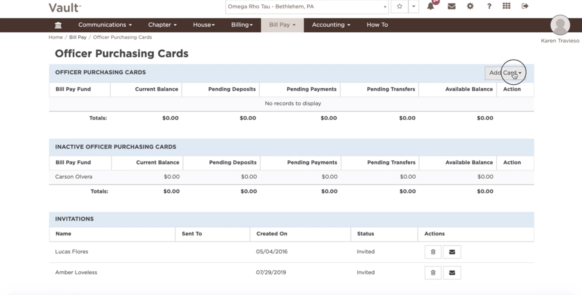 How do I access Officer Purchasing Card information? – Vault