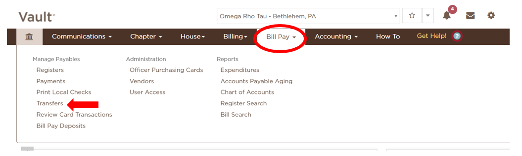 How do I transfer funds between accounts? – Vault